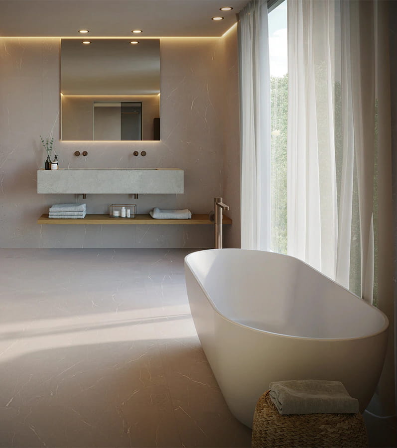 Płytki ścienne imitujące kamień Porcelanosa Coral Acero 45x120 ...