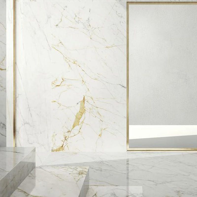 Płytki marmurowe z złotą żyłą Marazzi Allmarble 60x60 | iglazura24.pl